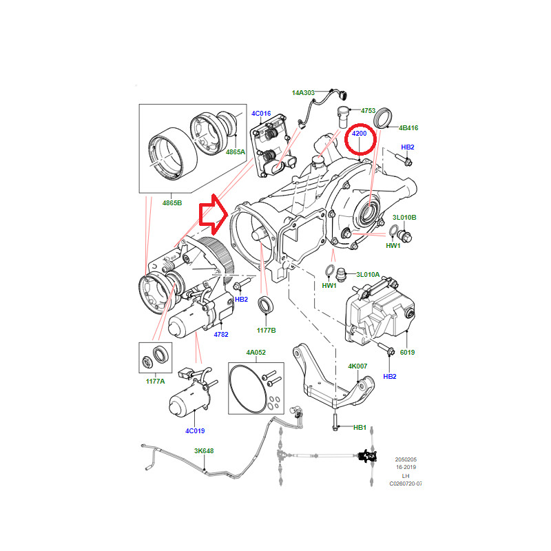 Commander differentiel avec carter de pont ar LAND ROVER (LR072726) pas ...